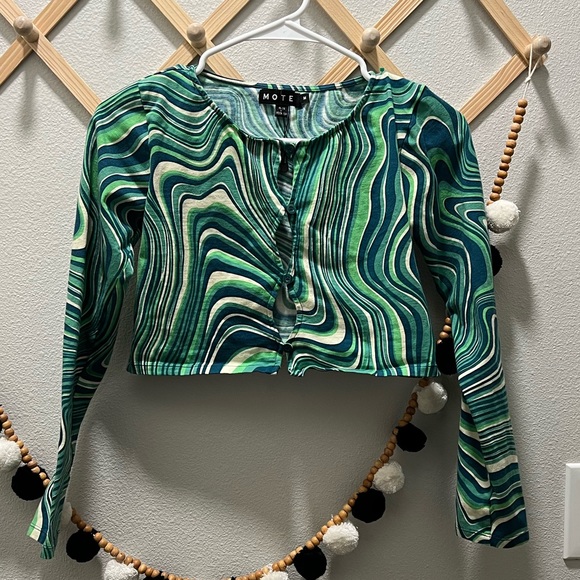 Motel Rocks | Tops | Motel Sarah Crop Top In 7s Ripple Green | Poshmark